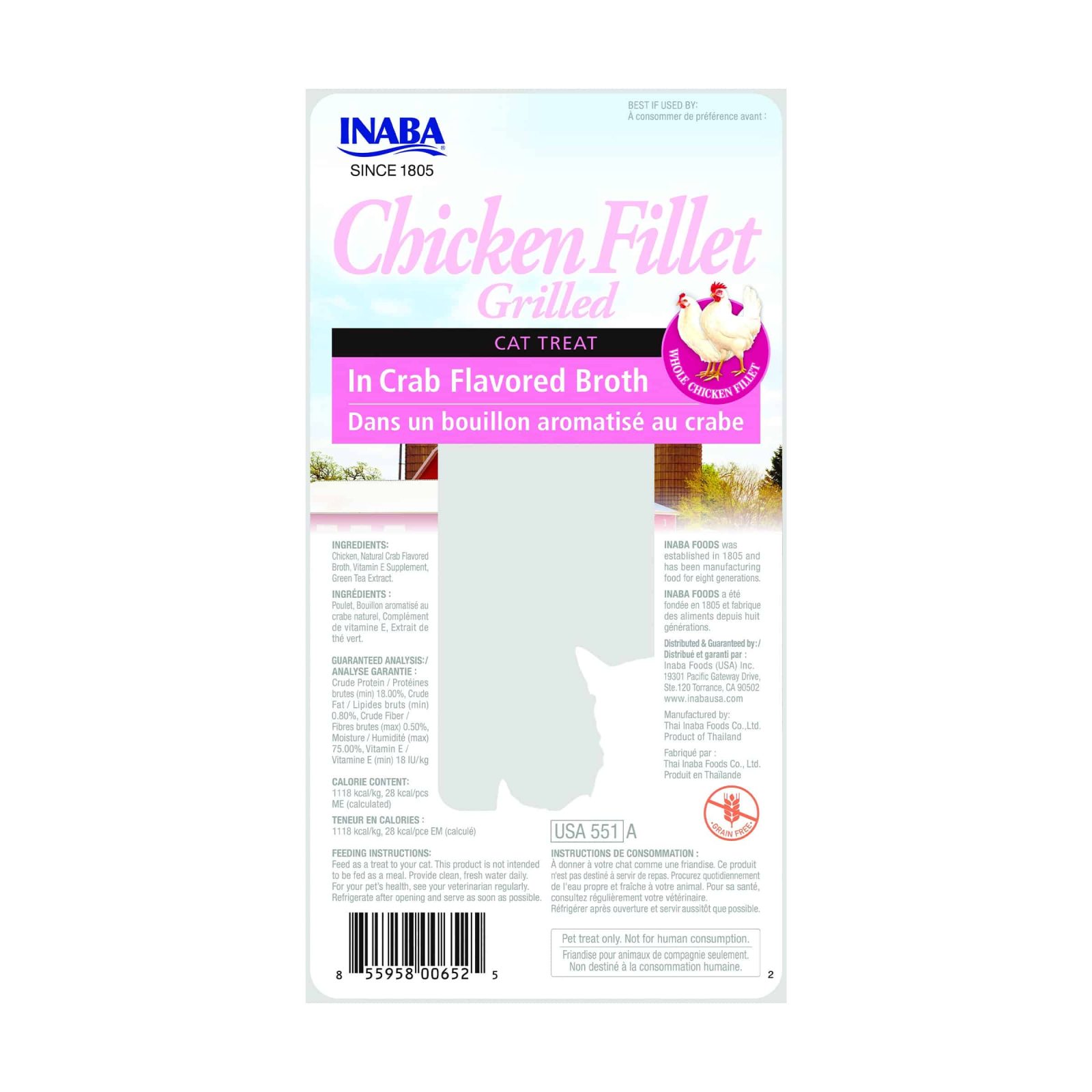 Inaba Grilled Chicken Fillet in Crab Broth For Cats - Pet Food 'N More