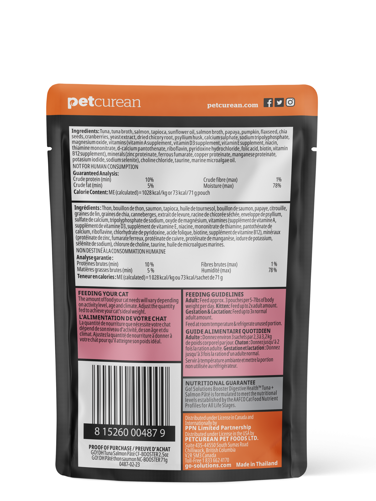 Go! Solutions Cat Booster Digestive Health Tuna & Salmon Pate 71g - Pet ...