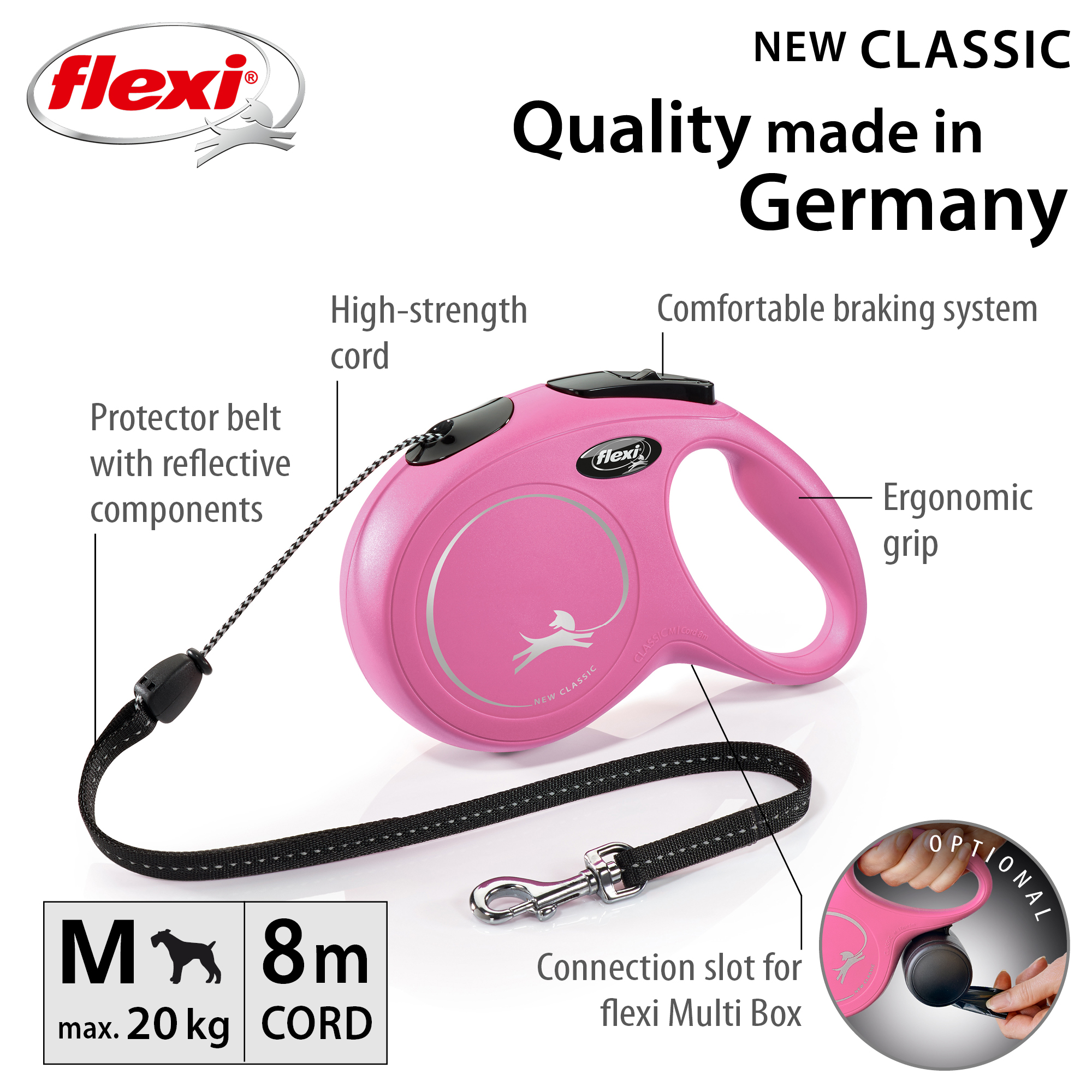 Flexi Leash Classic Cord Pink 5m - Pet Food 'N More